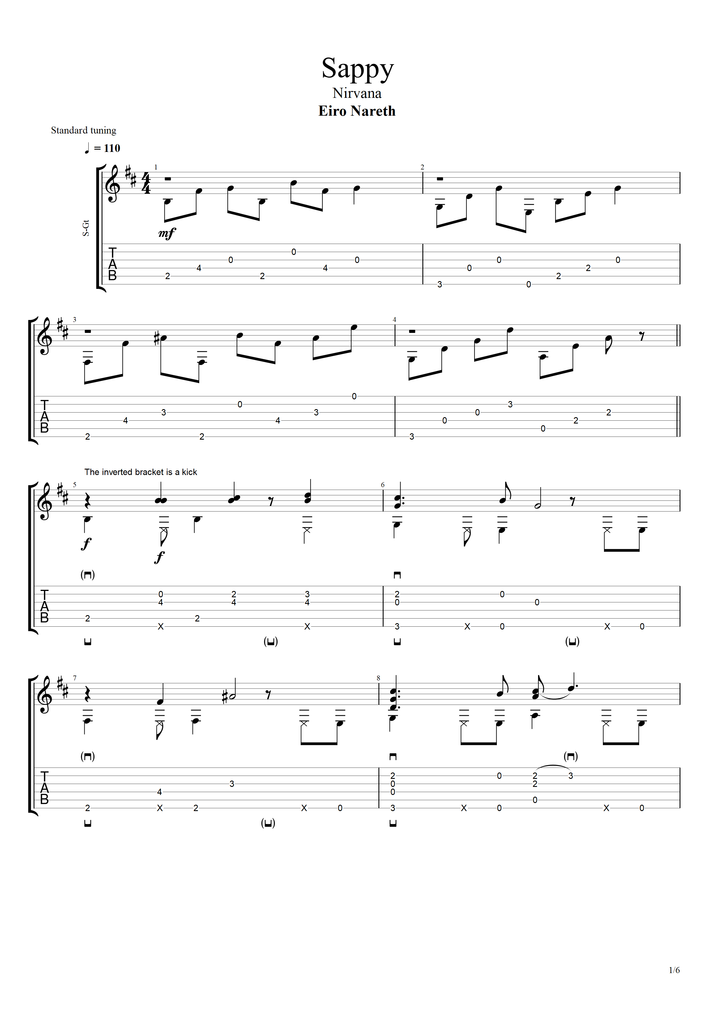 Eiro Nareth版- Nirvana 《Sappy》 指弹吉他谱-虫虫吉他:www.ccguitar.cn