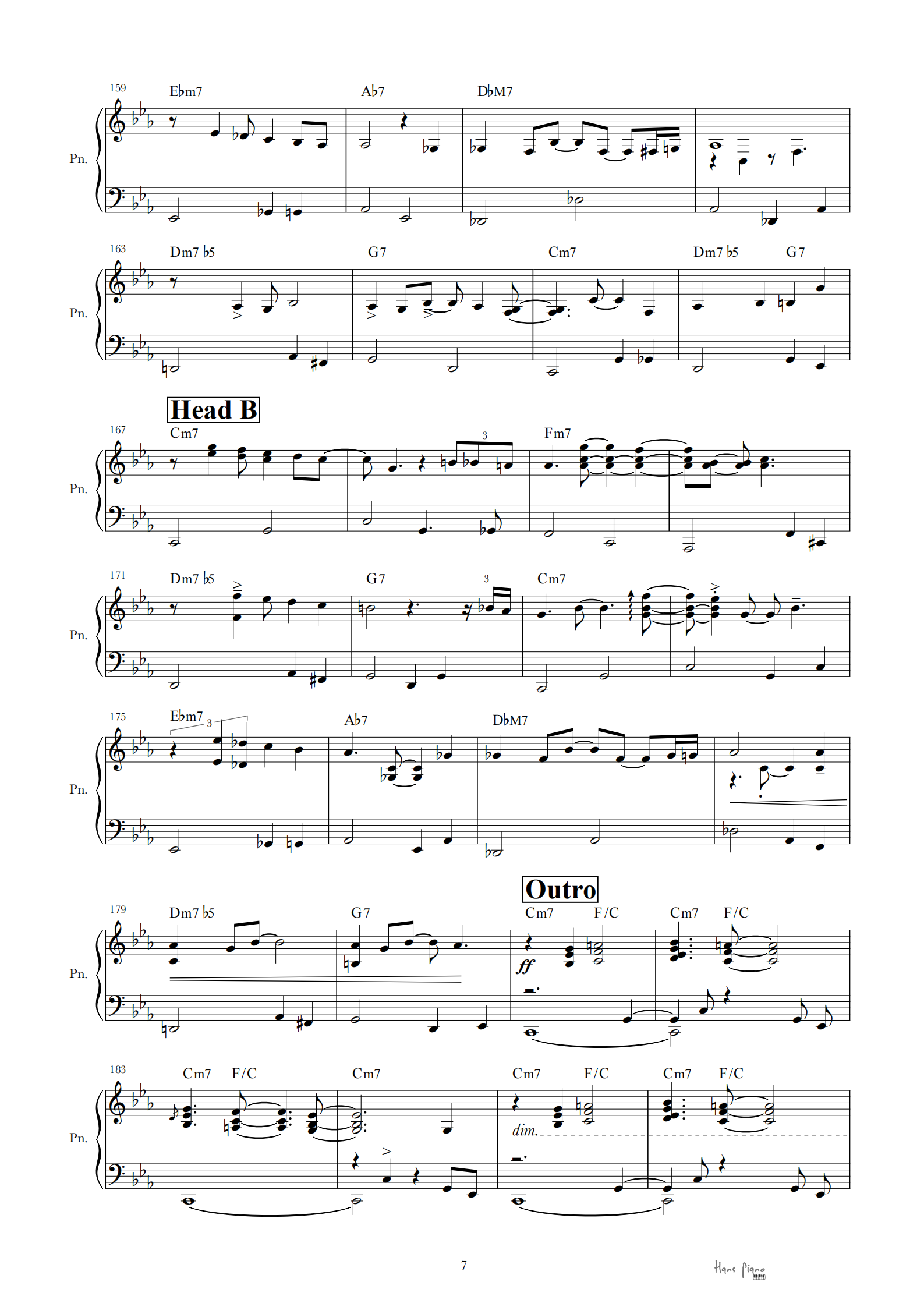 Blue Bossa【免费】【爵士标准曲】泽大大 Hans piano钢琴谱-虫虫乐谱