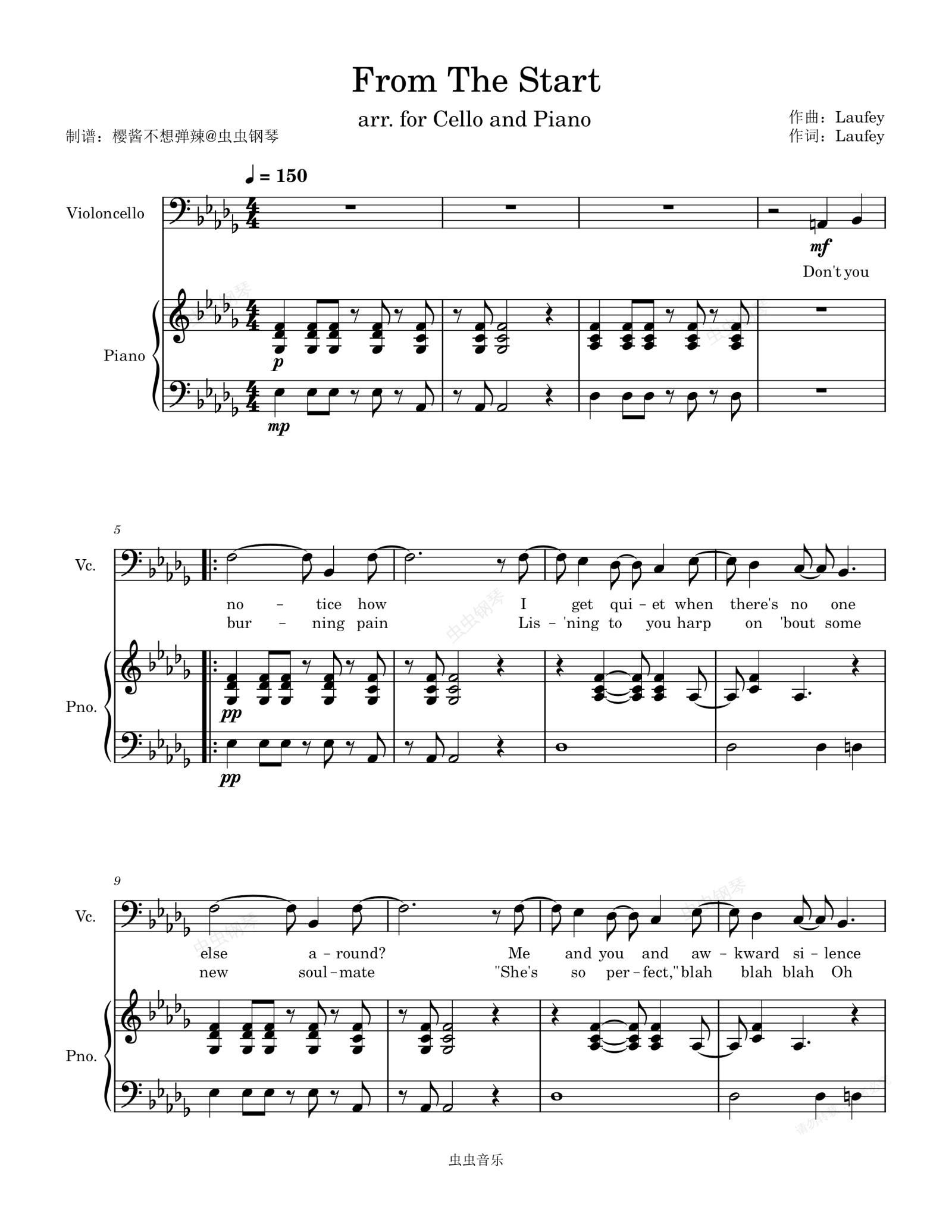 From The Start钢琴谱伴奏-Laufey-樱酱不想弹辣-虫虫钢琴