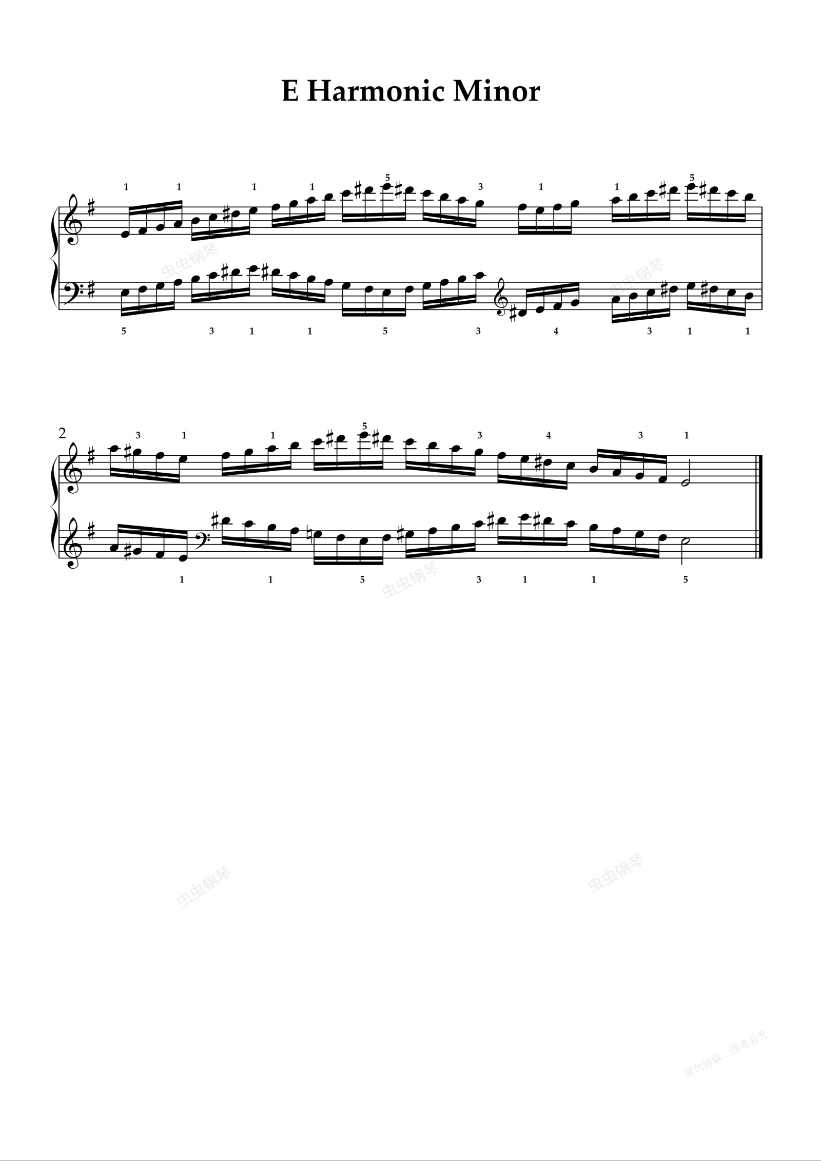 E Harmonic Minor钢琴谱-佚名-2015Edition-197****3693-虫虫钢琴