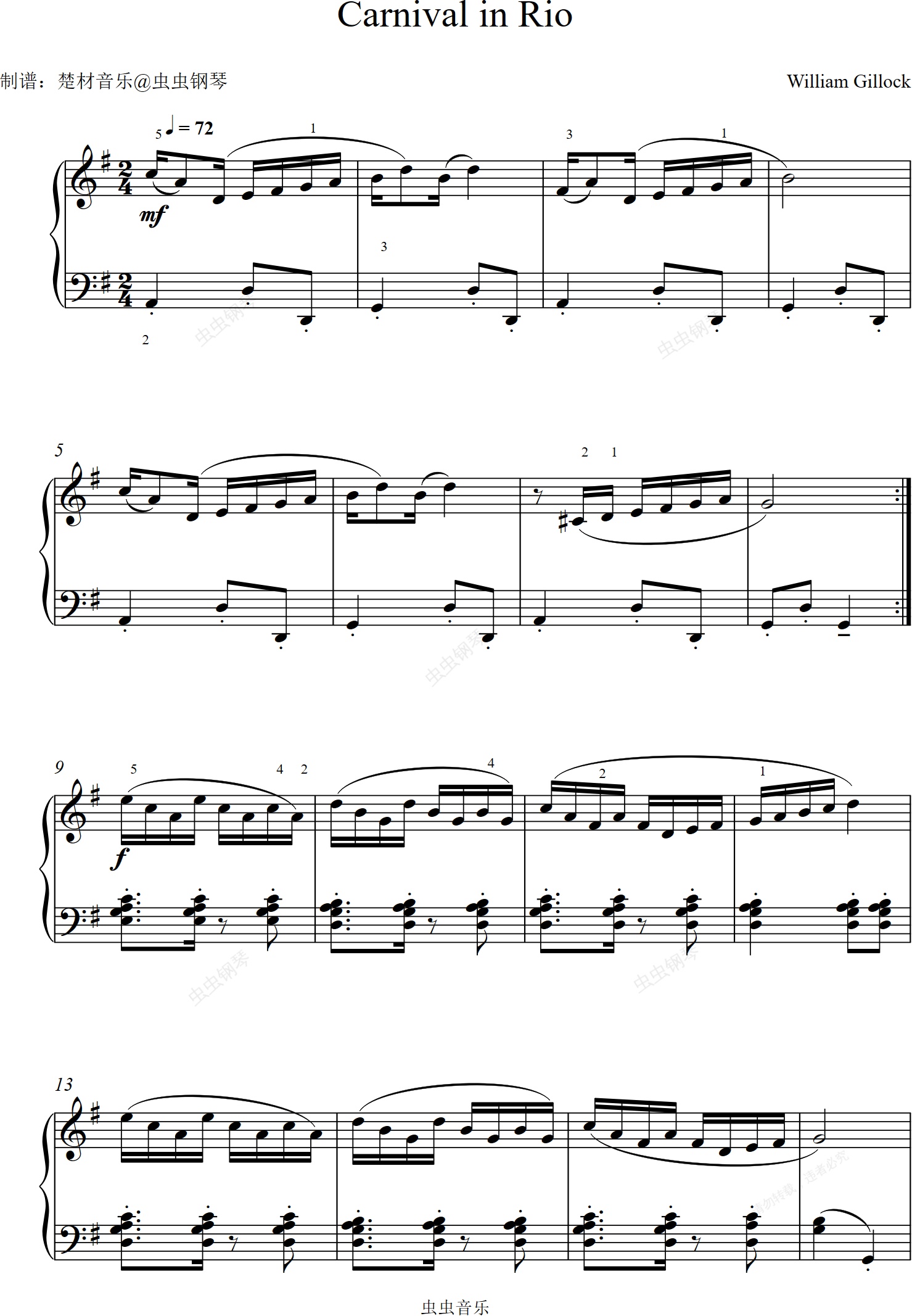 Carnival in Rio钢琴谱-William Gillock-古典钢琴曲合集-197****3693-虫虫钢琴