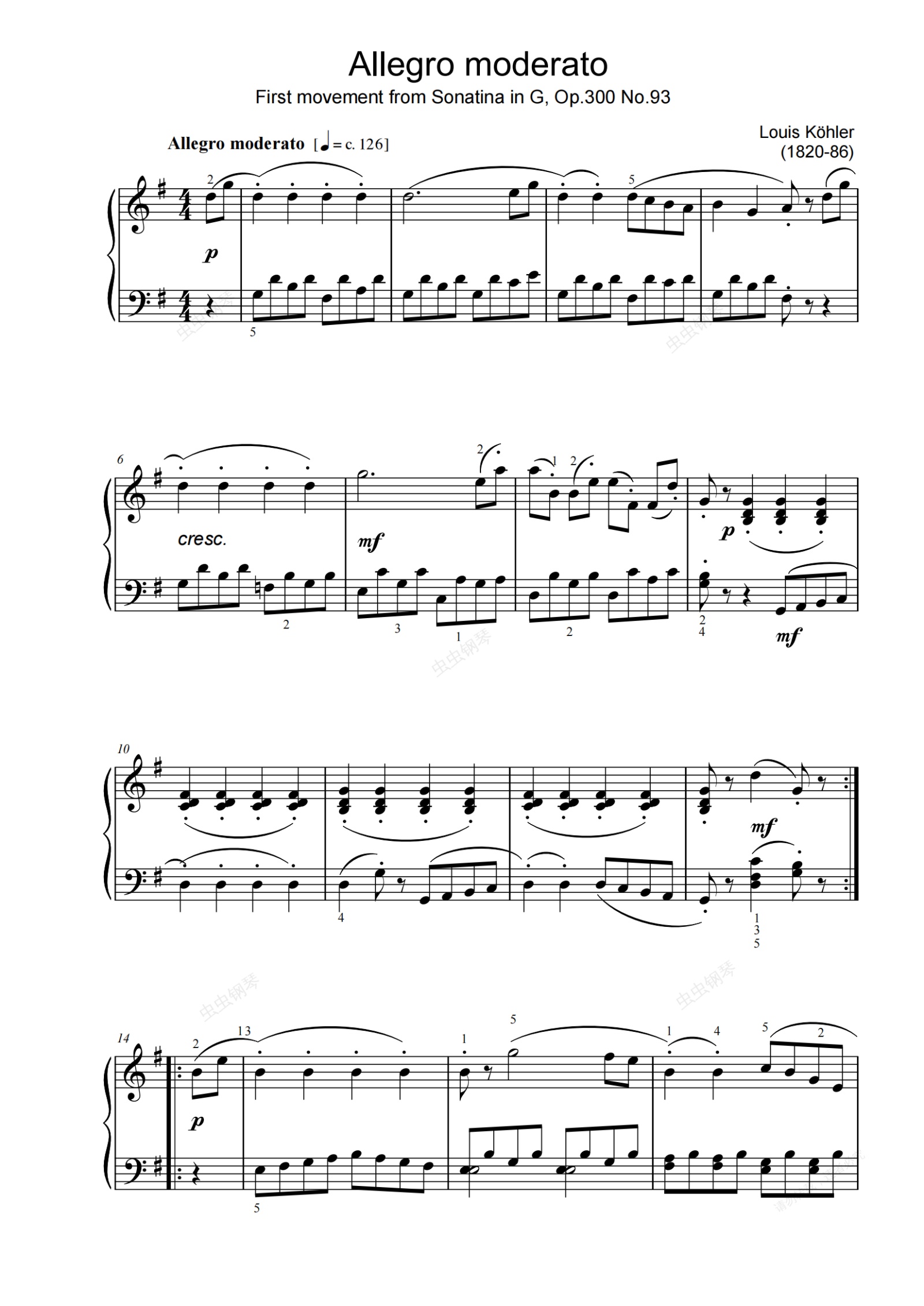 Allegro moderato钢琴谱-Louis Kohler-英皇钢琴考级2025&2026第1-8级-197****3693-虫虫钢琴