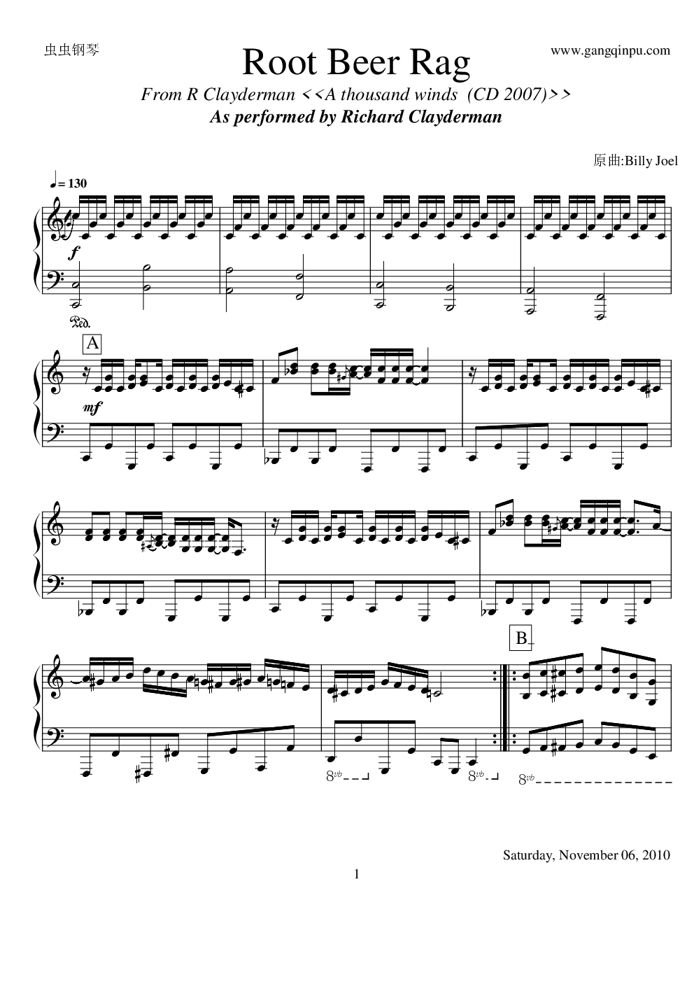 Root Beer Rag(鲁特比尔诙谐曲），Root Beer Rag(鲁特比尔诙谐曲）钢琴谱，Root Beer Rag(鲁特比尔诙谐曲 ...
