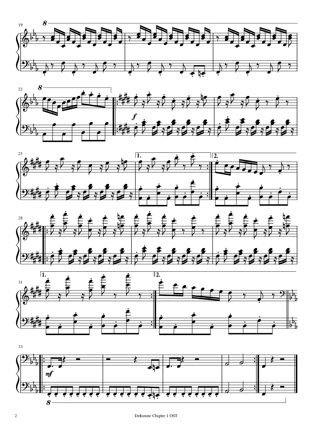 三角符文Deltarune - Checker Dance钢琴谱-繁华的闭幕式-虫虫乐谱