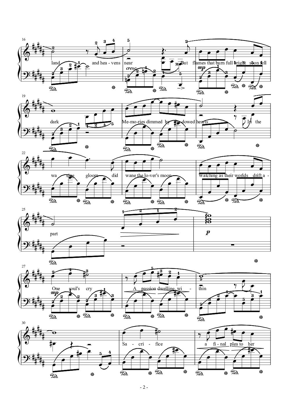 DRAGONSONG（Distant Worlds IV）钢琴谱-c调-虫虫乐谱